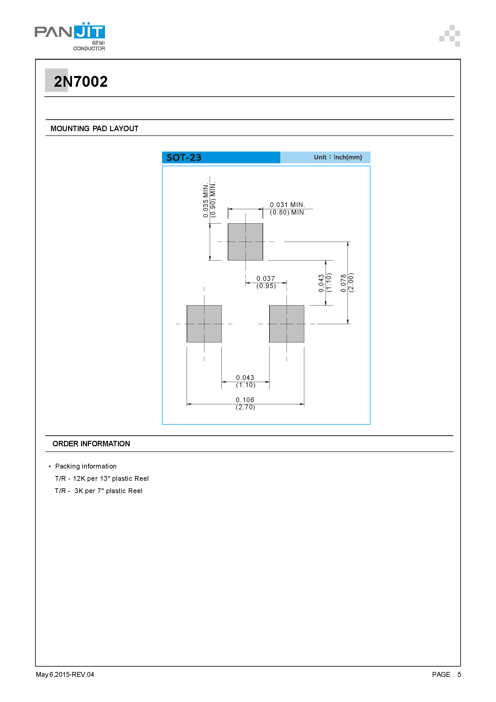 MOSFET 2N7002 SOT-23 PANJIT - 產品介紹 - UTC 代理商 友順科技--汎翊國際有限公司 FLYiNG INTERNATIONAL